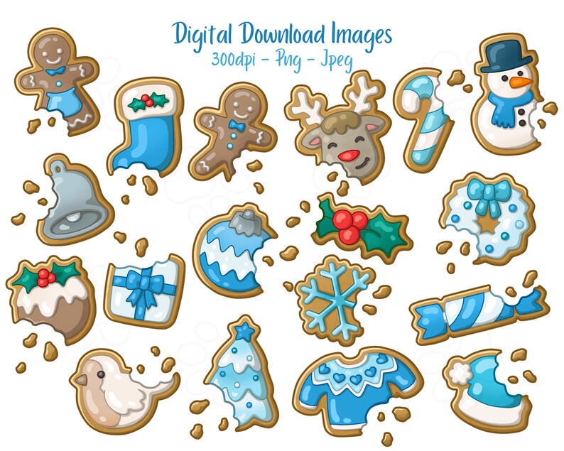 Sugar Cookies - Xmas - Frosty - Clip Art Images - Digital Download - Etsy