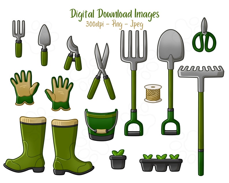 Gardening - Classic - Clip Art Images - Digital Download - Etsy