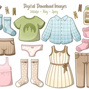 Laundry Day - Natural - Clip Art Images - Digital Download - Etsy