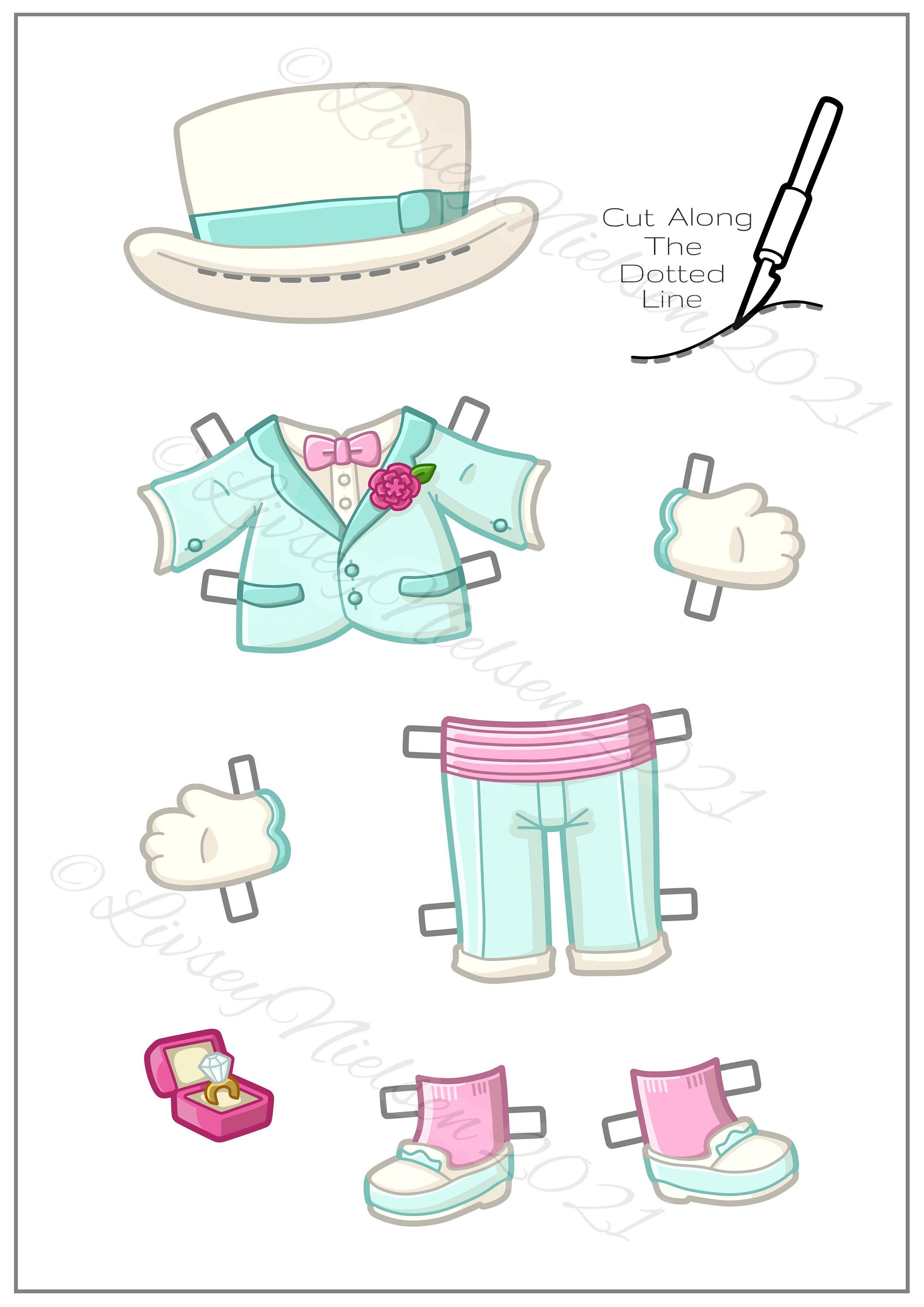 Romantic Date Paper Dolls - Printable Download - Fully Coloured Fashion ...