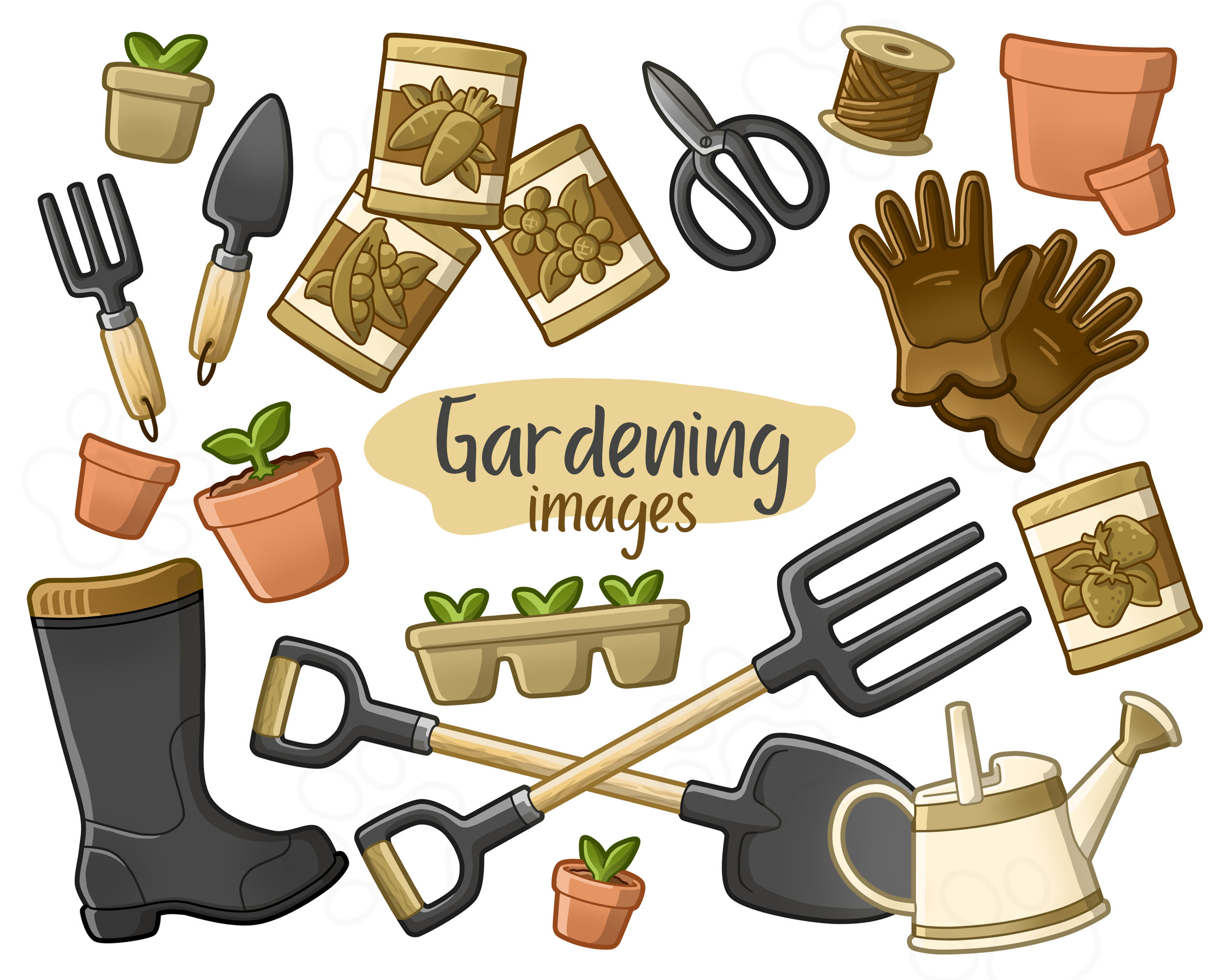 Gardening - Rustic - Clip Art Images - Digital Download - Etsy