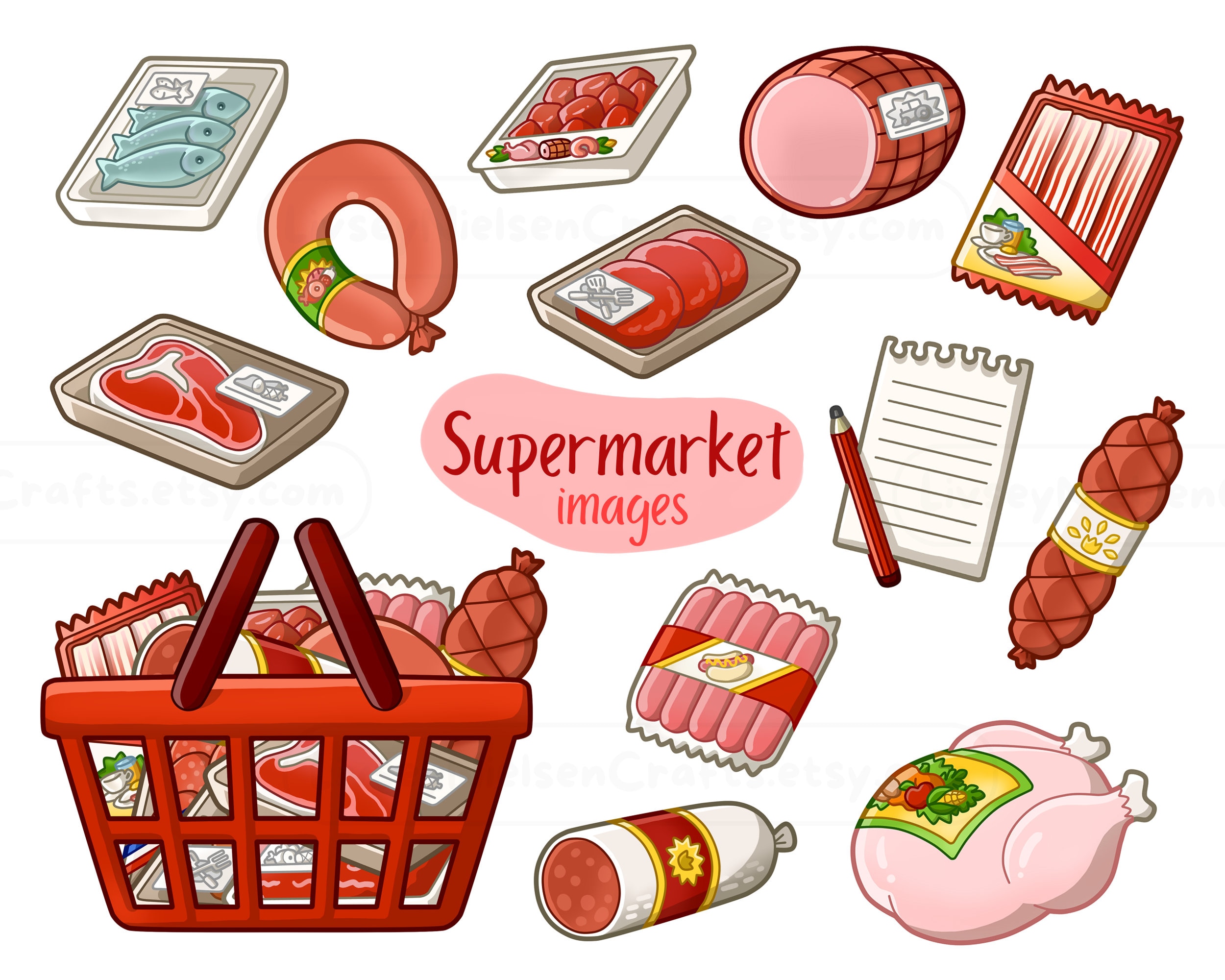 Supermarket - Meat - Grocery Clip Art Images - Digital Download - Etsy