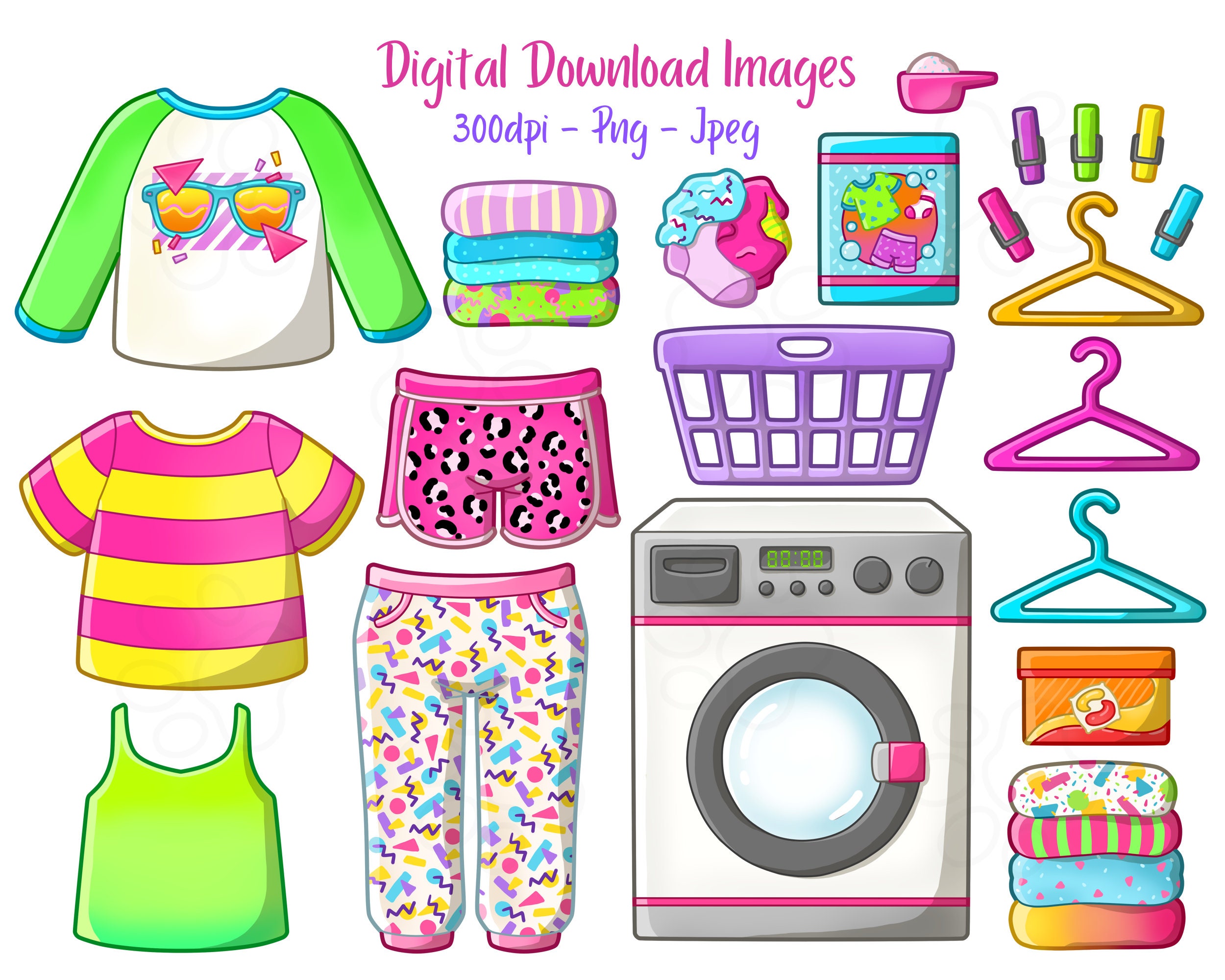 Laundry Day - Rad - Clip Art Images - Digital Download - Etsy