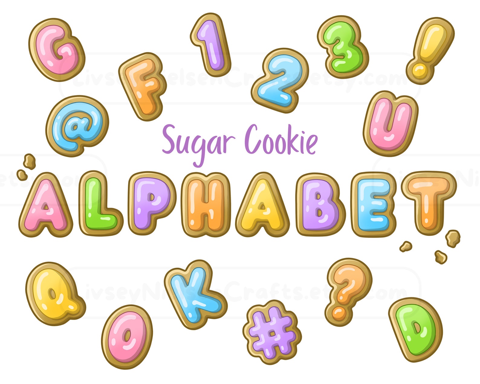 Sugar Cookie Alphabet - Pastel - Clip Art Images - Digital Download - Etsy