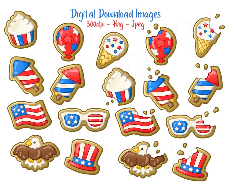 Sugar Cookies - 4th of July - Clip Art Images - Digital Download - Etsy