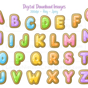 Sugar Cookie Alphabet - Pastel - Clip Art Images - Digital Download - Etsy