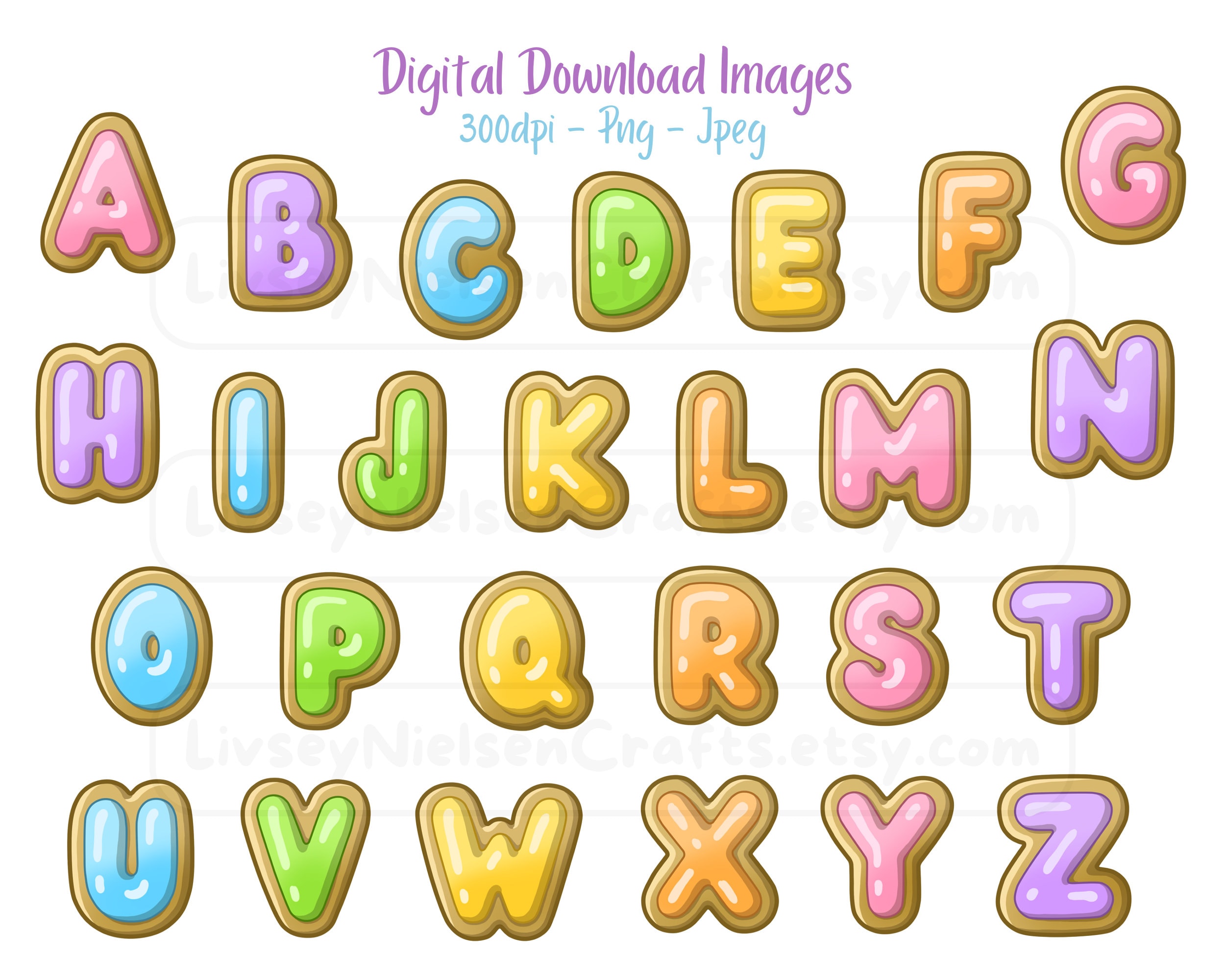 Sugar Cookie Alphabet - Pastel - Clip Art Images - Digital Download - Etsy