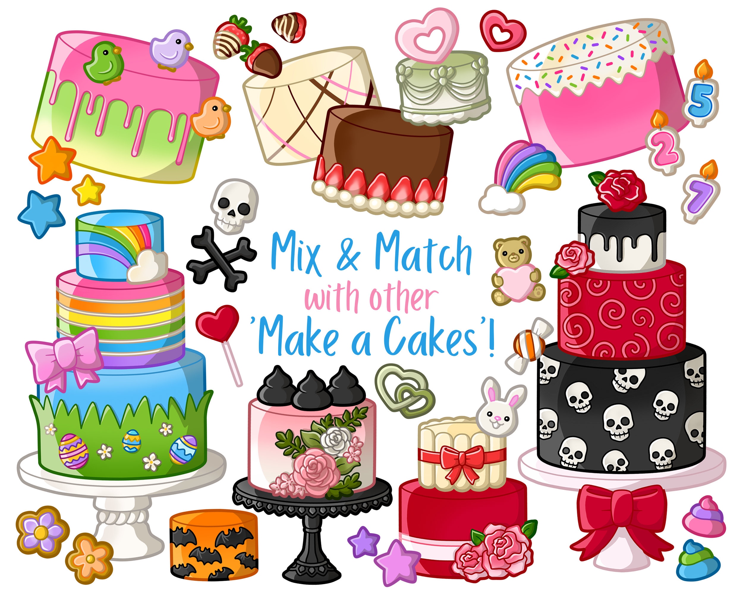 Make a Cake Rainbow Clip Art Images Digital Download - Etsy