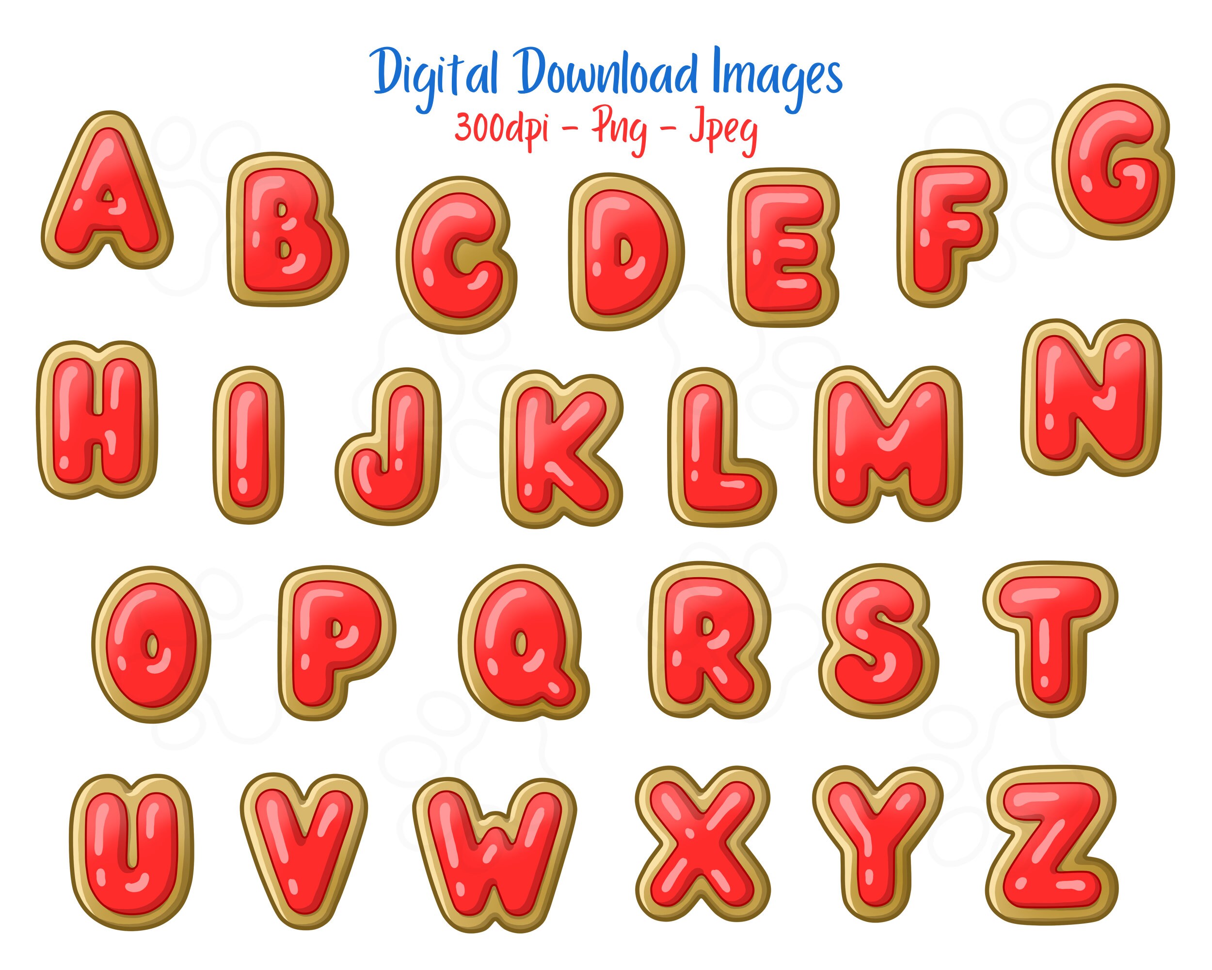 Sugar Cookie Alphabet - Red, White & Blue - Clip Art Images - Digital ...
