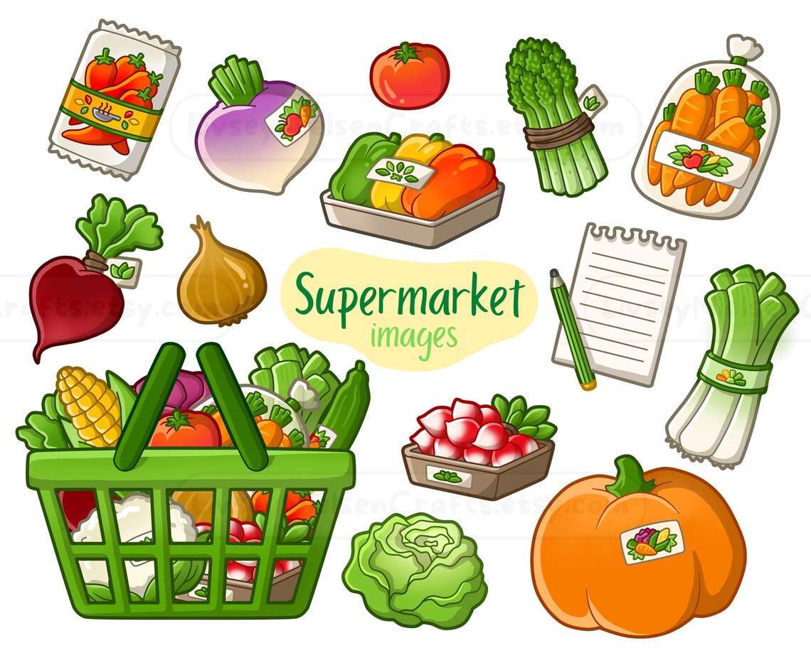 Supermarket - Vegetables - Grocery Clip Art Images - Digital Download ...