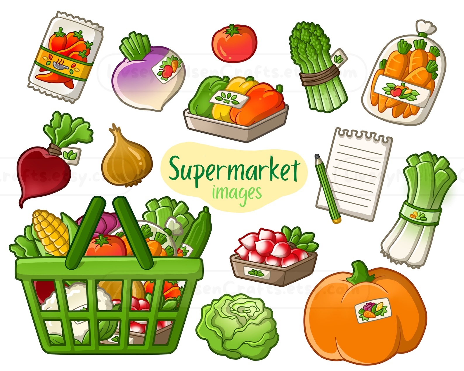 Supermarket - Vegetables - Grocery Clip Art Images - Digital Download ...