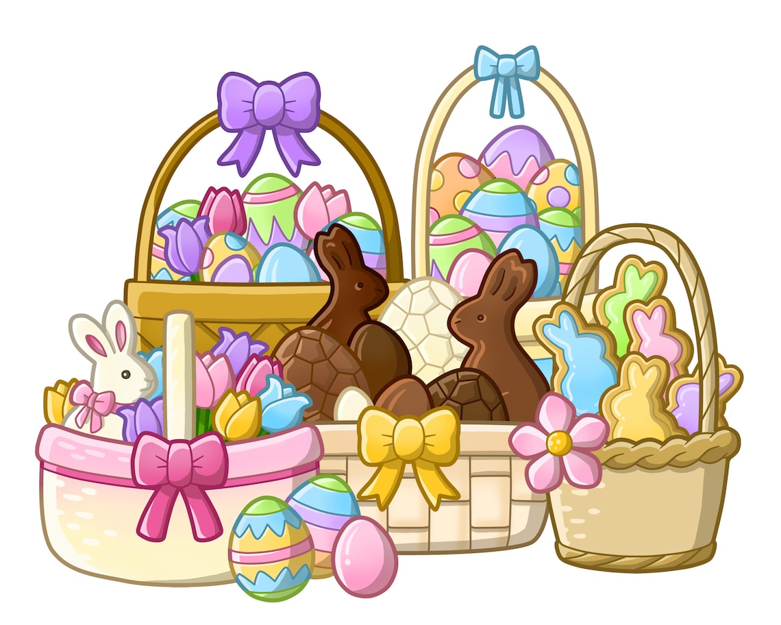 Easter Basket Clip Art Images Digital Download - Etsy UK