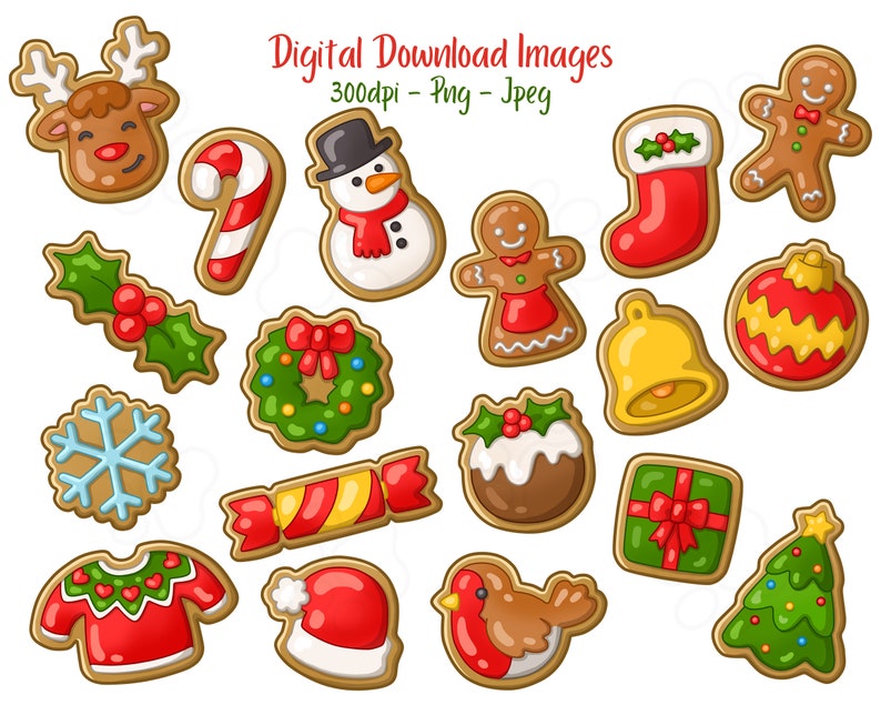 Sugar Cookies - Xmas - Classic - Clip Art Images - Digital Download - Etsy