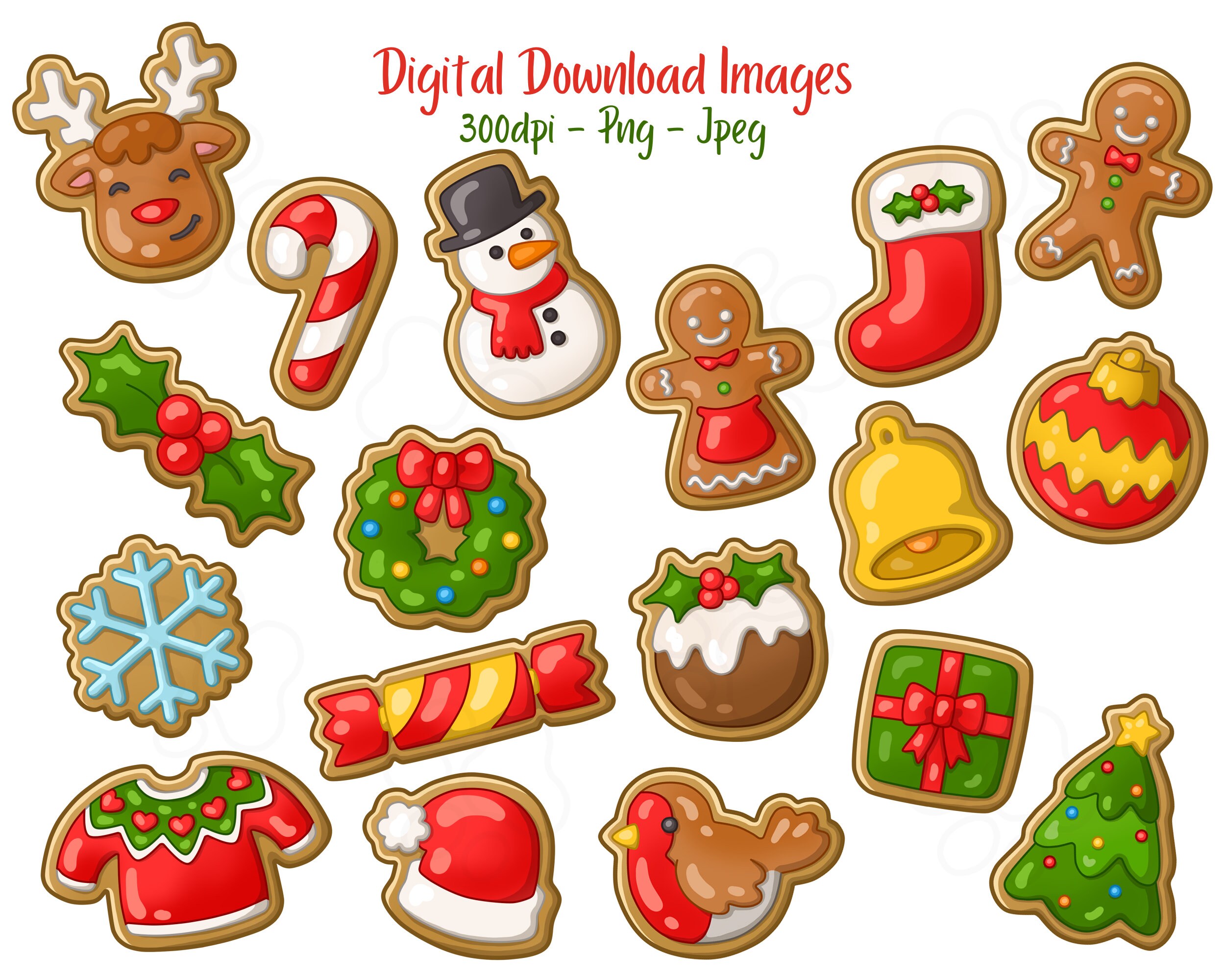 Sugar Cookies - Xmas - Classic - Clip Art Images - Digital Download - Etsy