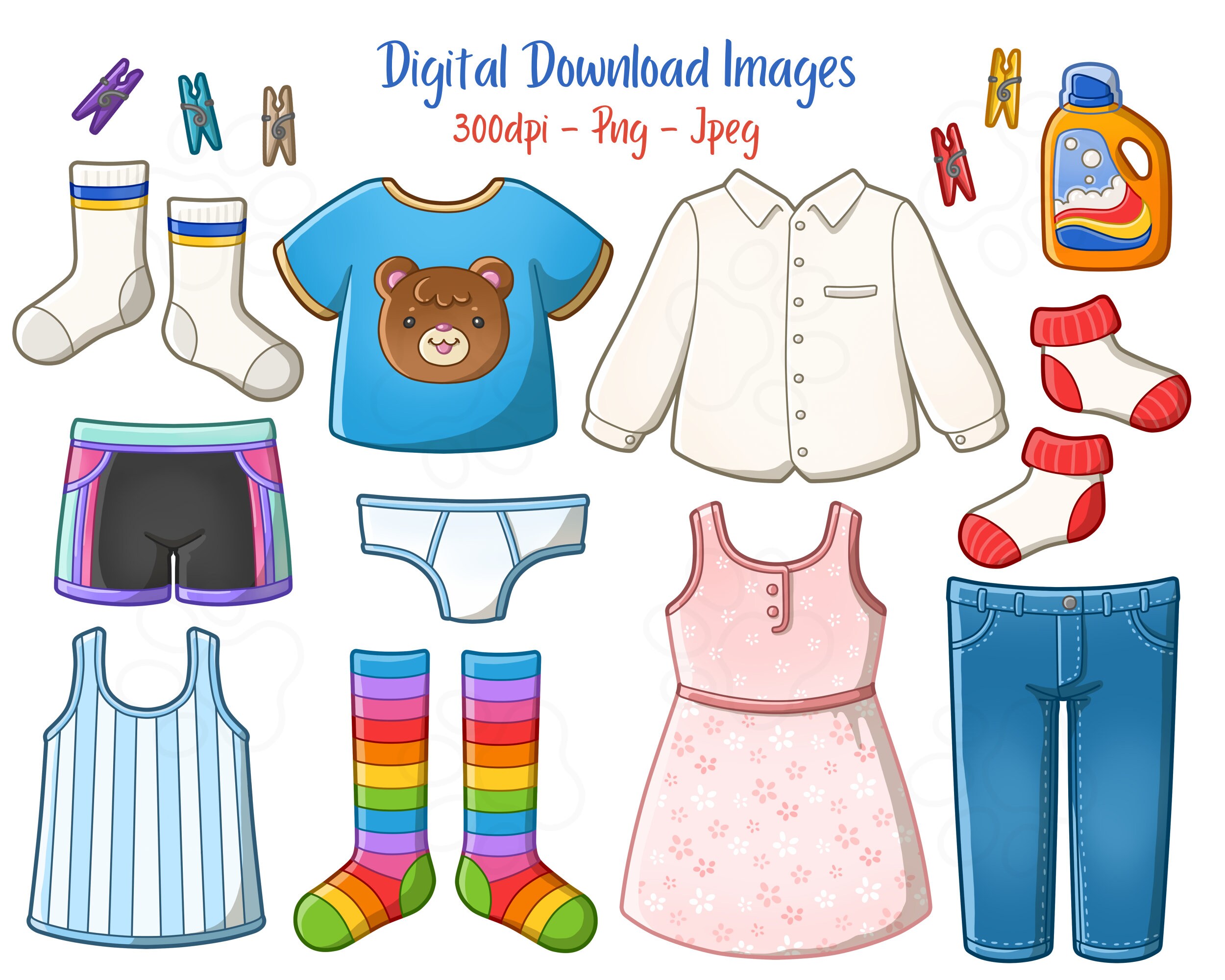 Laundry Day - Simple - Clip Art Images - Digital Download - Etsy