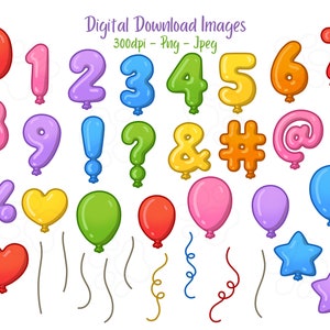 Alphabet Balloons - Bright - Clip Art Images - Digital Download - Etsy