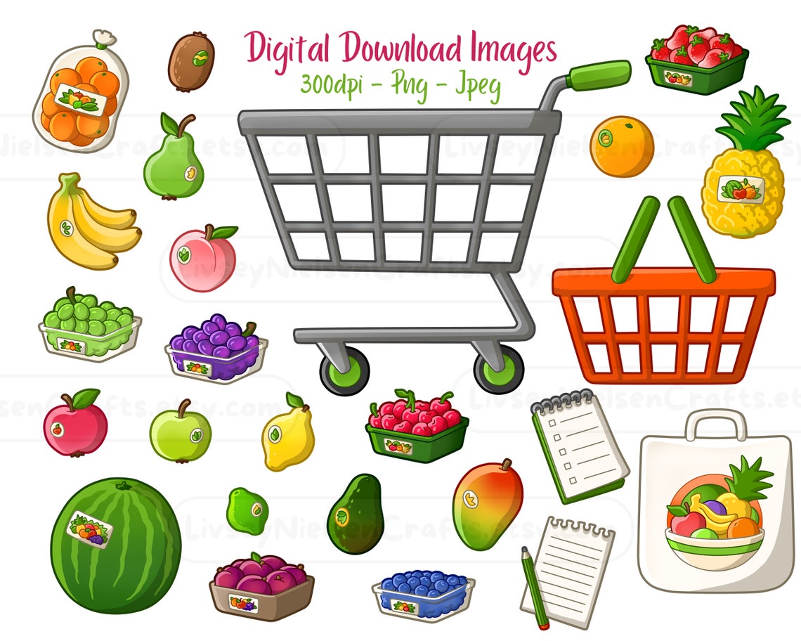 Supermarket - Fruit - Grocery Clip Art Images - Digital Download - Etsy