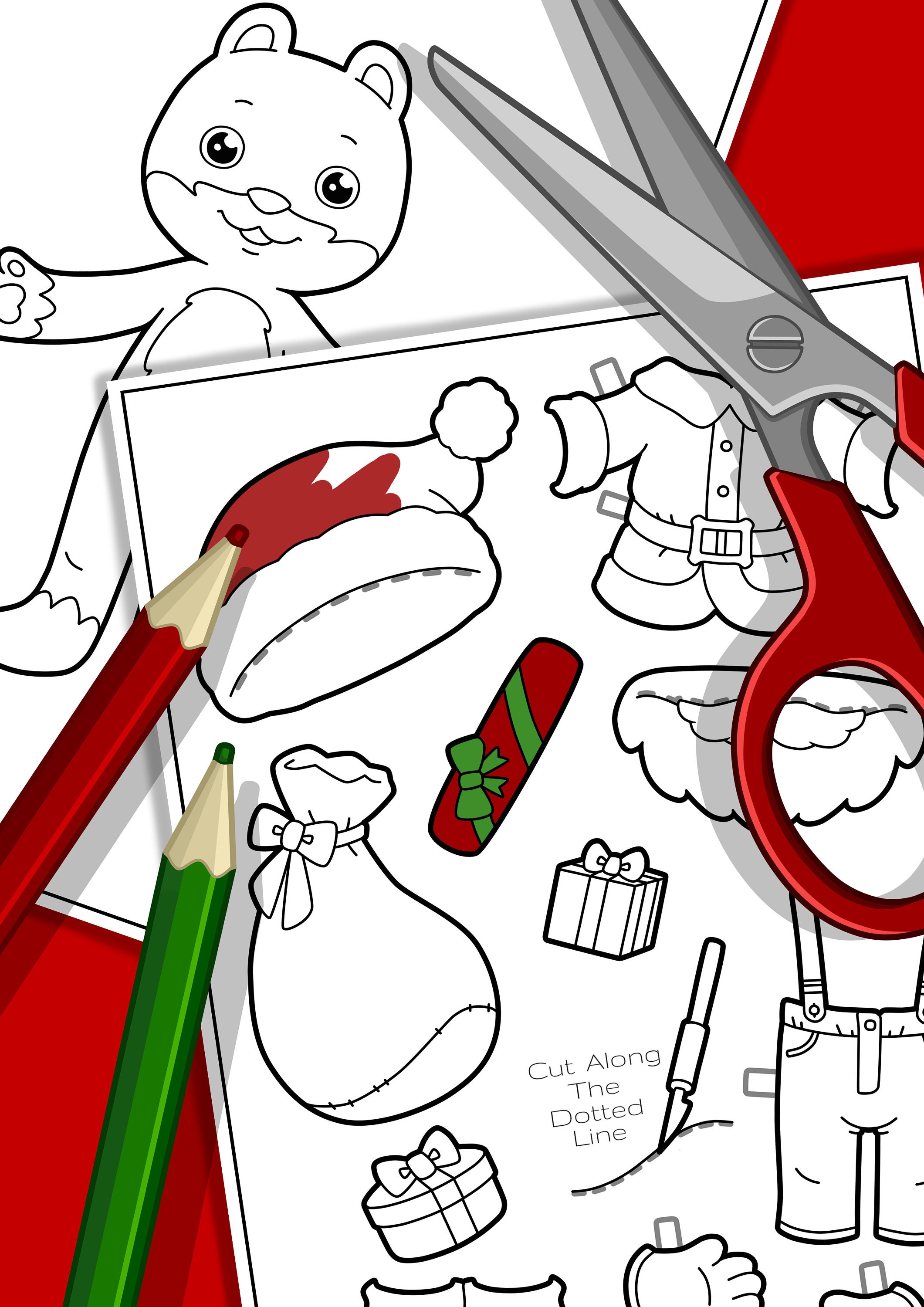 Festive Fun Paper Doll Printable Download Colouring - Etsy