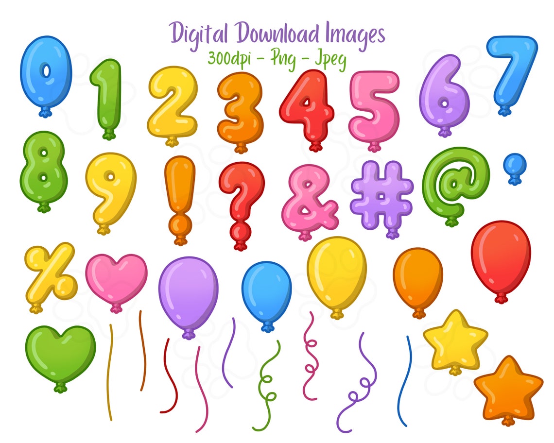Alphabet Balloons - Bright - Clip Art Images - Digital Download - Etsy