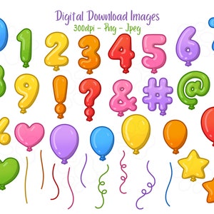 Alphabet Balloons - Bright - Clip Art Images - Digital Download - Etsy