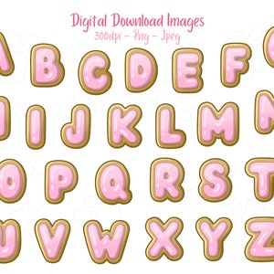 Sugar Cookie Alphabet - Pink - Clip Art Images - Digital Download - Etsy