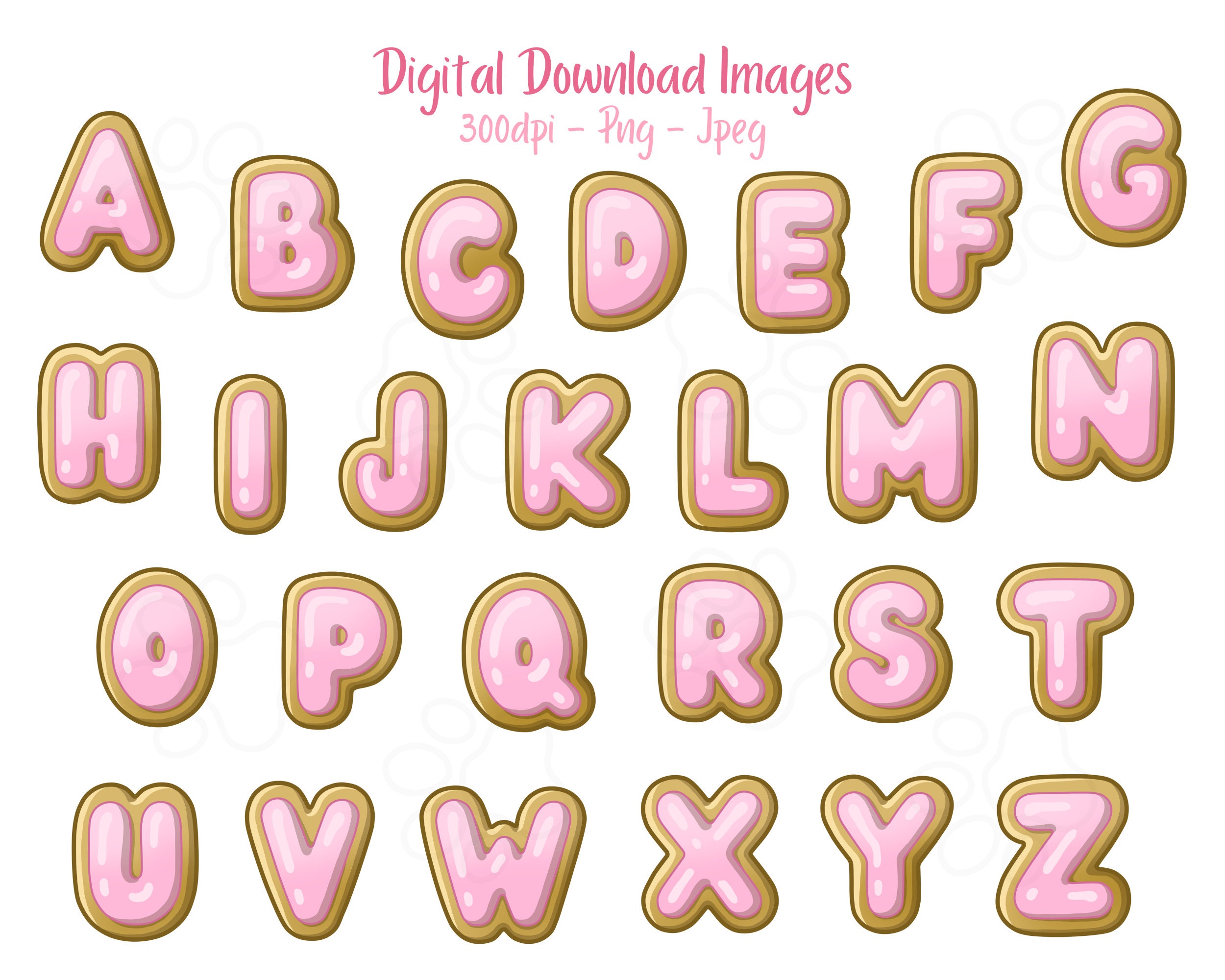 Sugar Cookie Alphabet - Pink - Clip Art Images - Digital Download - Etsy