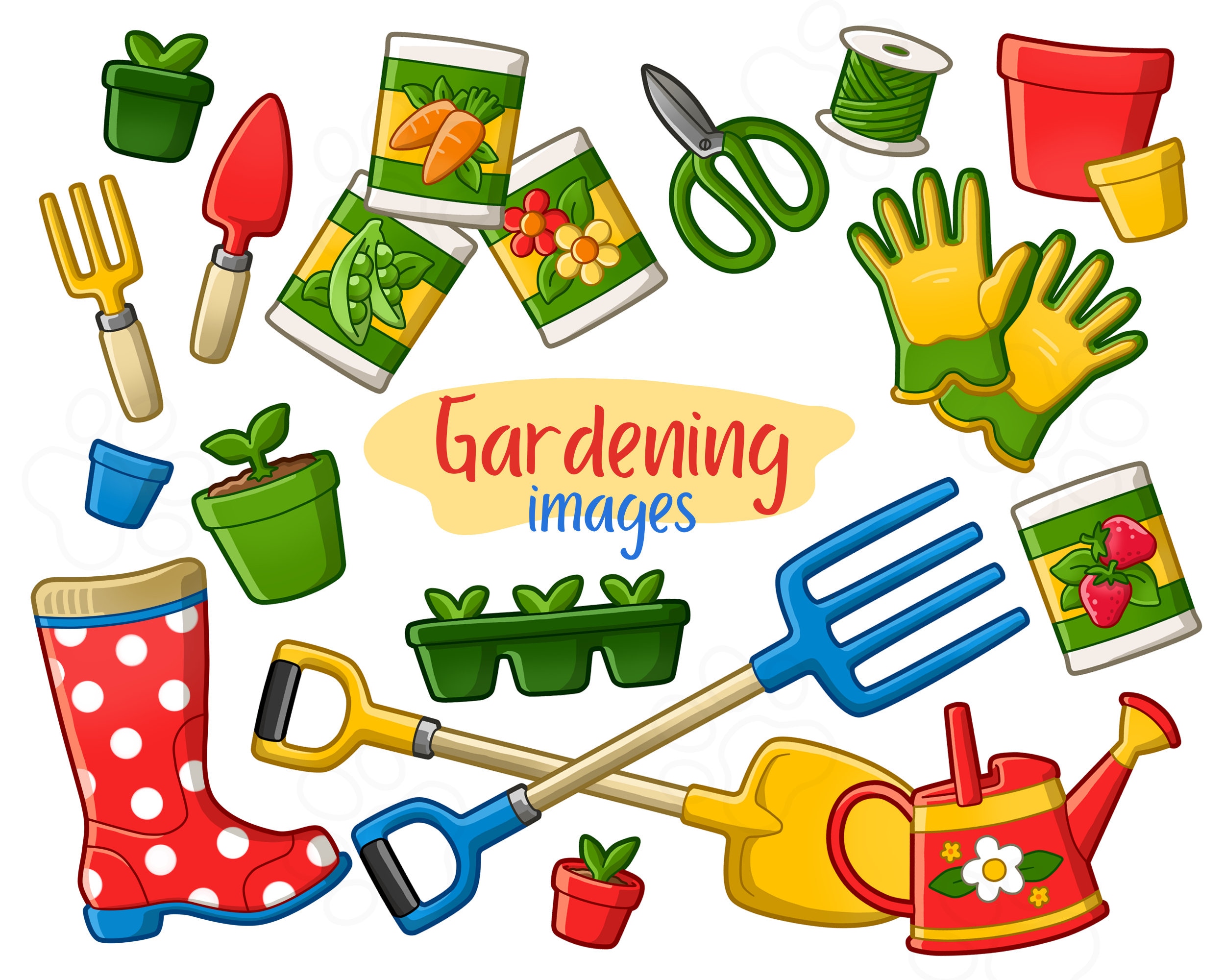 Gardening - Fun - Clip Art Images - Digital Download - Etsy