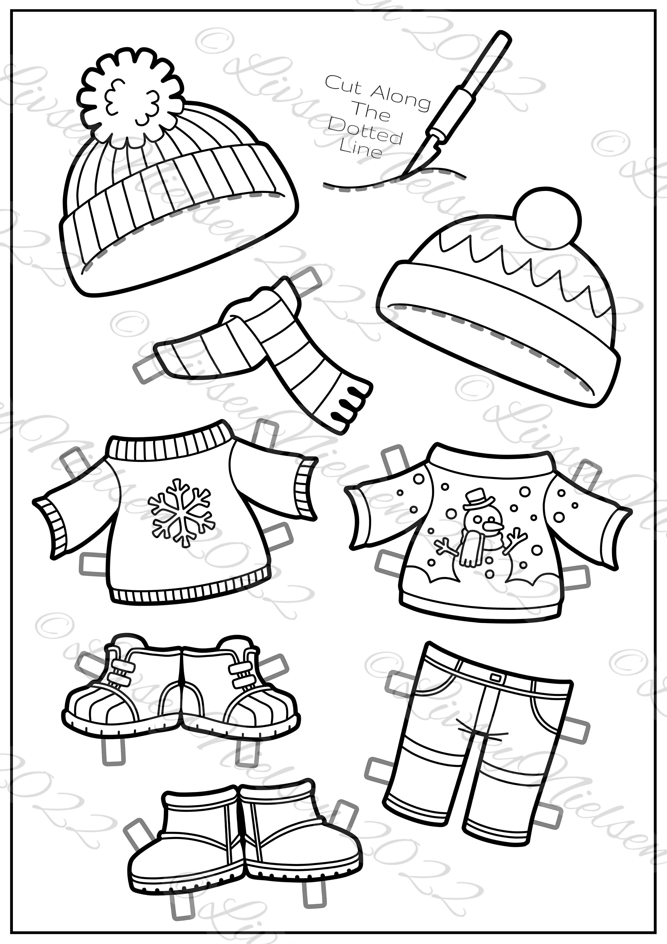 Winter Wonderland Paper Doll - Printable Download - B&W Colouring Pages ...