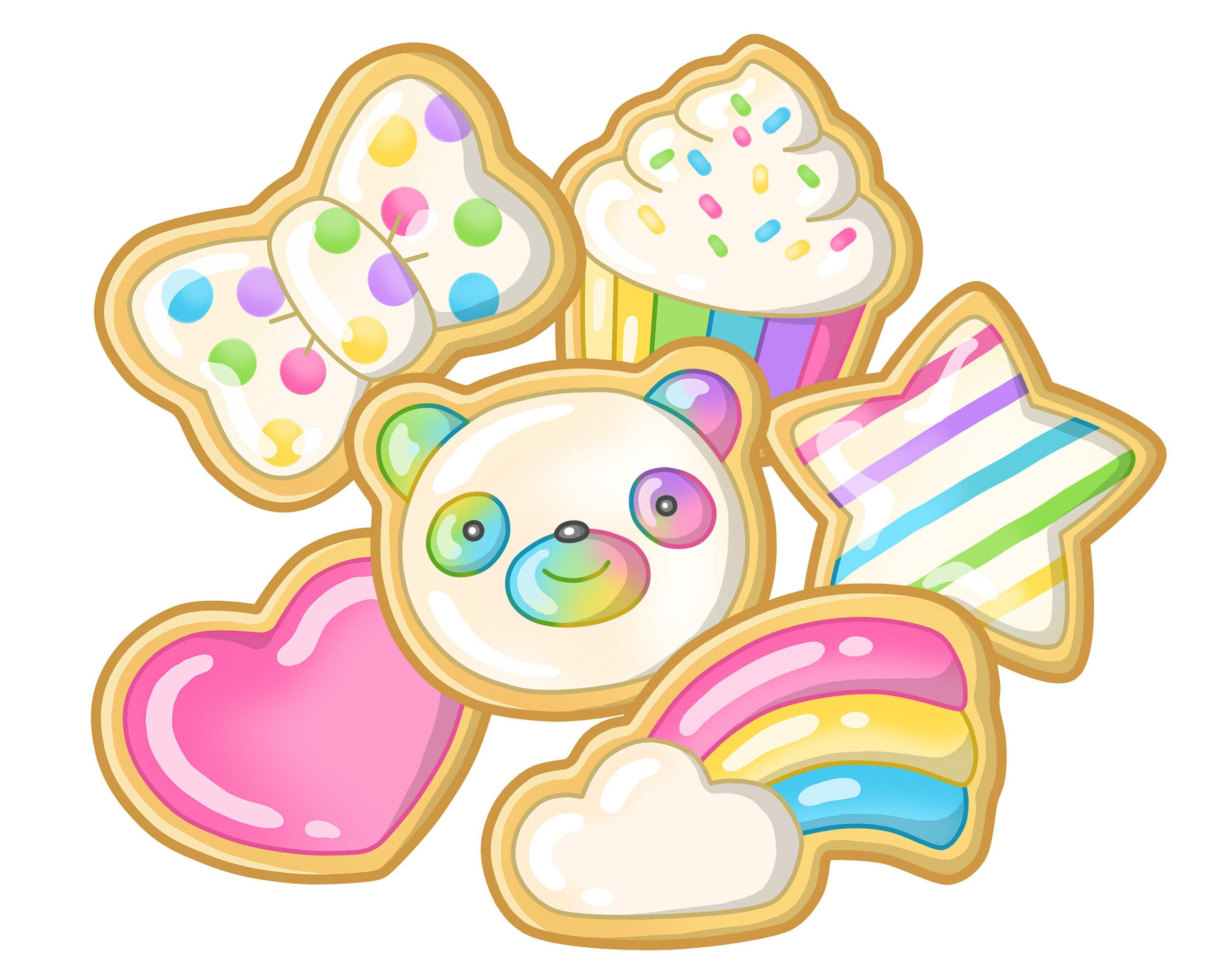 Sugar Cookies Pastel Rainbow Clip Art Images Digital Download - Etsy
