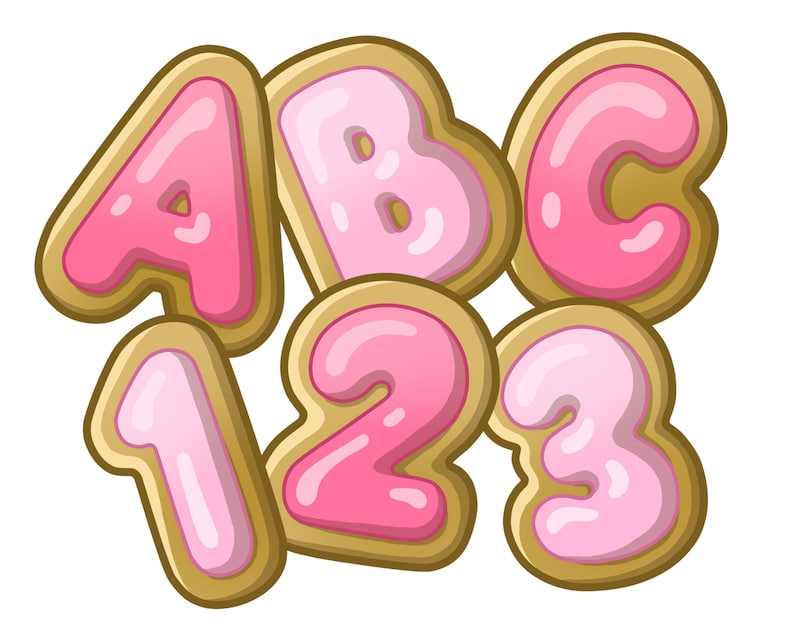 Sugar Cookie Alphabet - Pink - Clip Art Images - Digital Download - Etsy