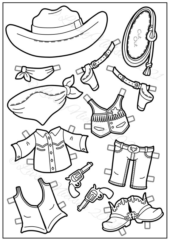 Cowboy Paper Doll Template Vintage Paper Doll Printable PDF • Roy