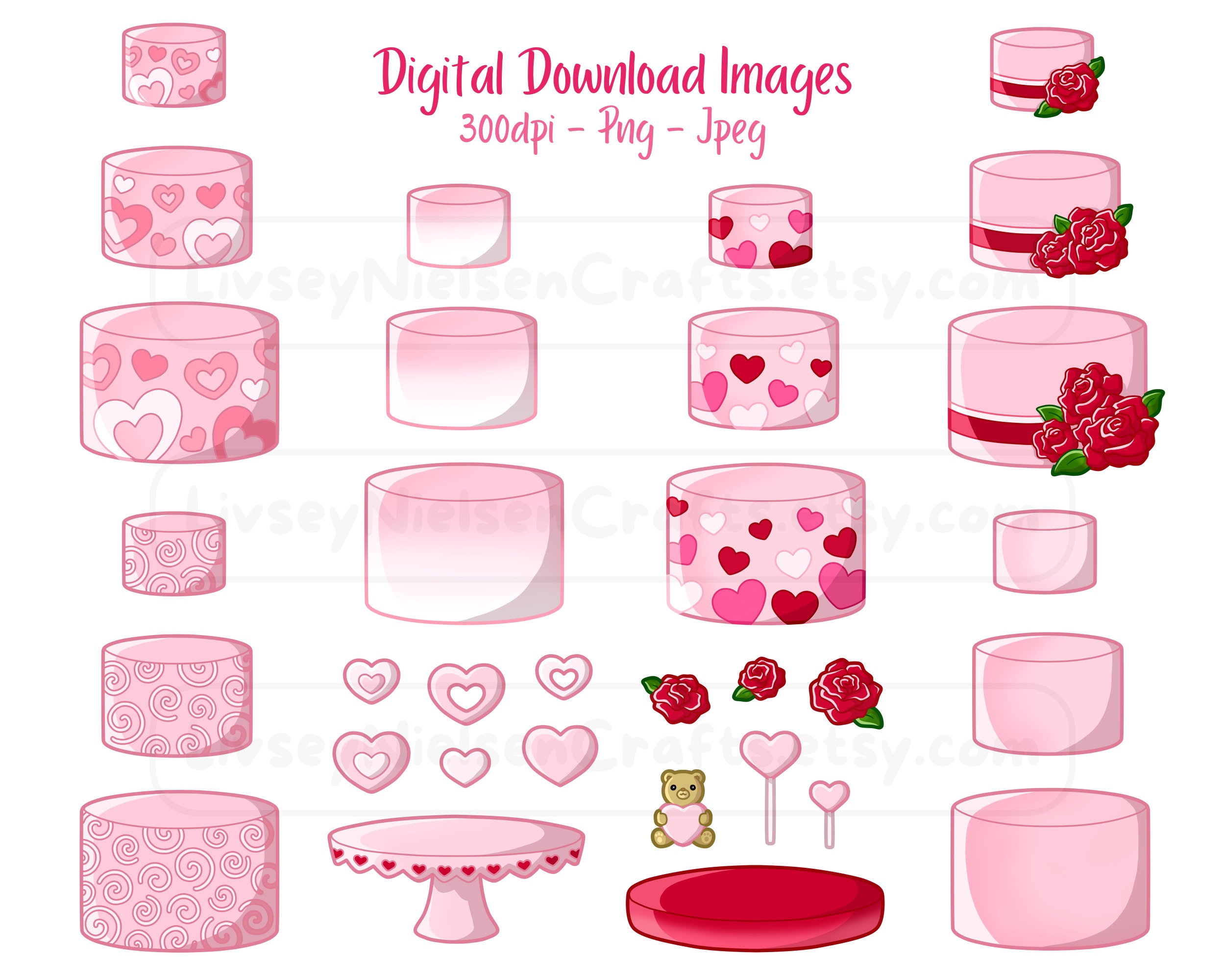 Make a Cake - Romantic - Clip Art Images - Digital Download - Etsy UK