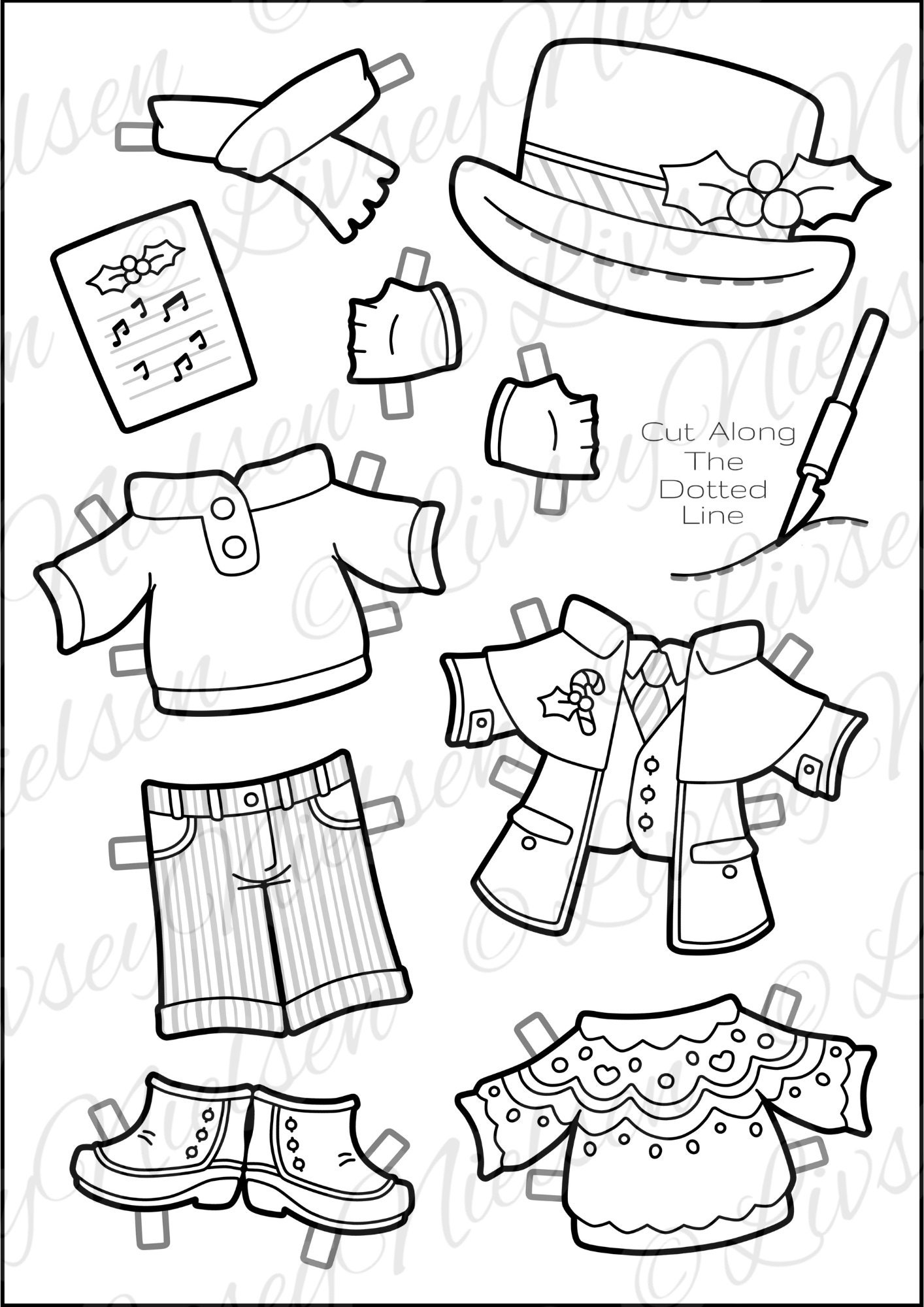 Festive Fun Paper Doll Printable Download Colouring - Etsy