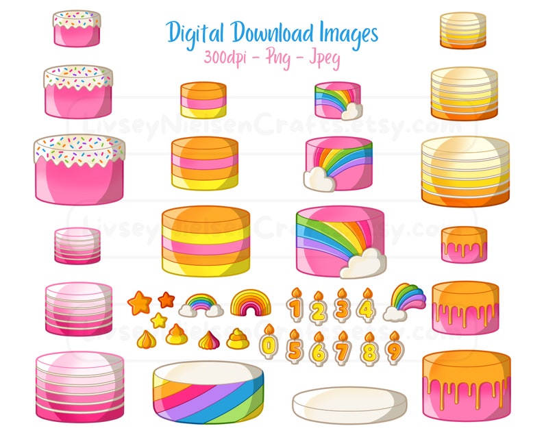 Make a Cake - Rainbow - Clip Art Images - Digital Download - Etsy