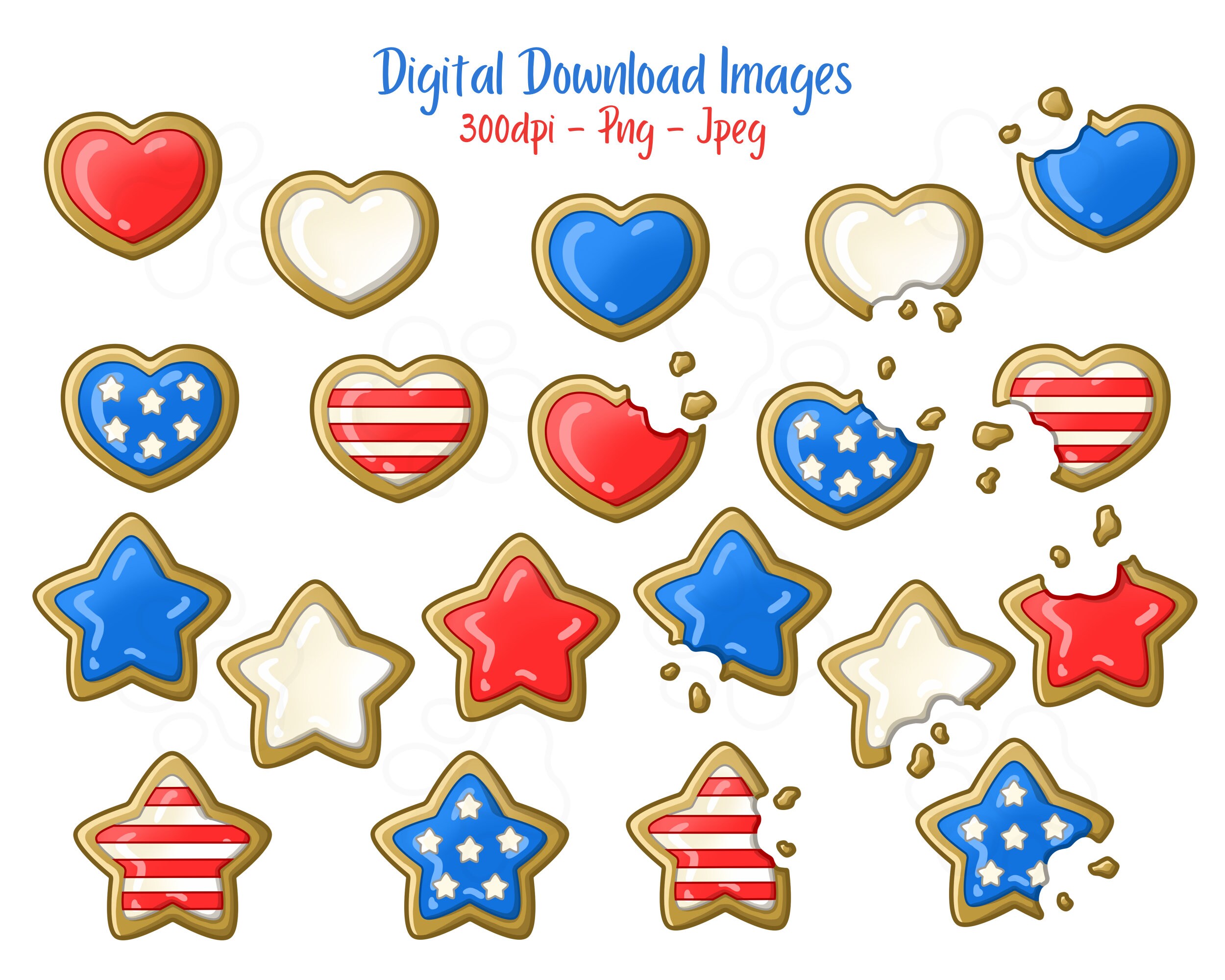 Sugar Cookies - 4th of July - Clip Art Images - Digital Download - Etsy