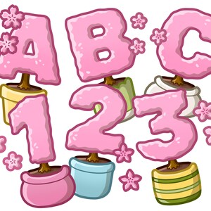 Alphabet Plants - Pink - Clip Art Images - Digital Download - Etsy