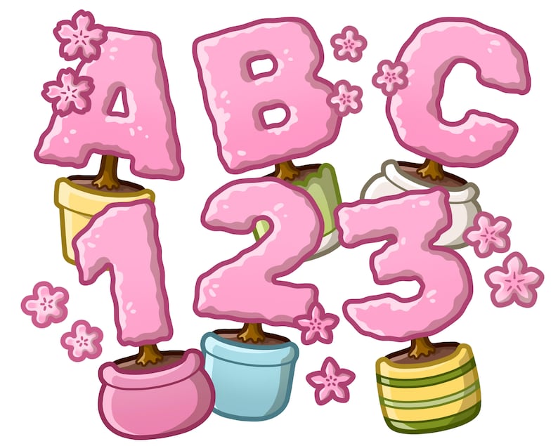 Alphabet Plants - Pink - Clip Art Images - Digital Download - Etsy UK