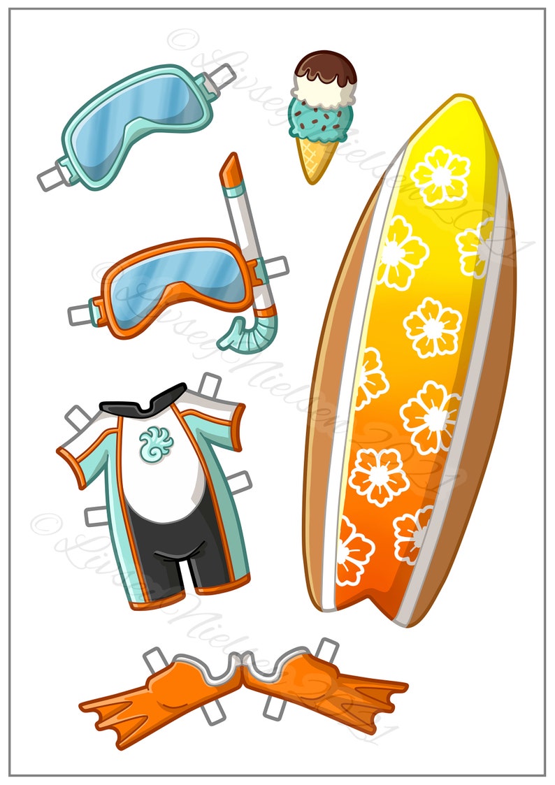 Beach Holiday - Paper Doll - Fashion Playset - Printable Download - Etsy UK