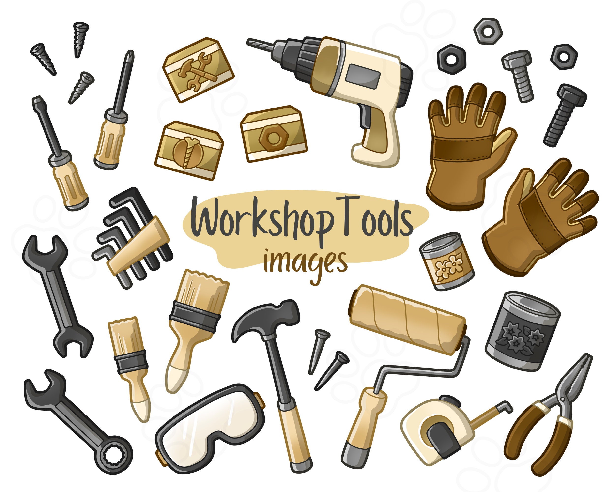 Workshop Tools - Rustic - Clip Art Images - Digital Download - Etsy
