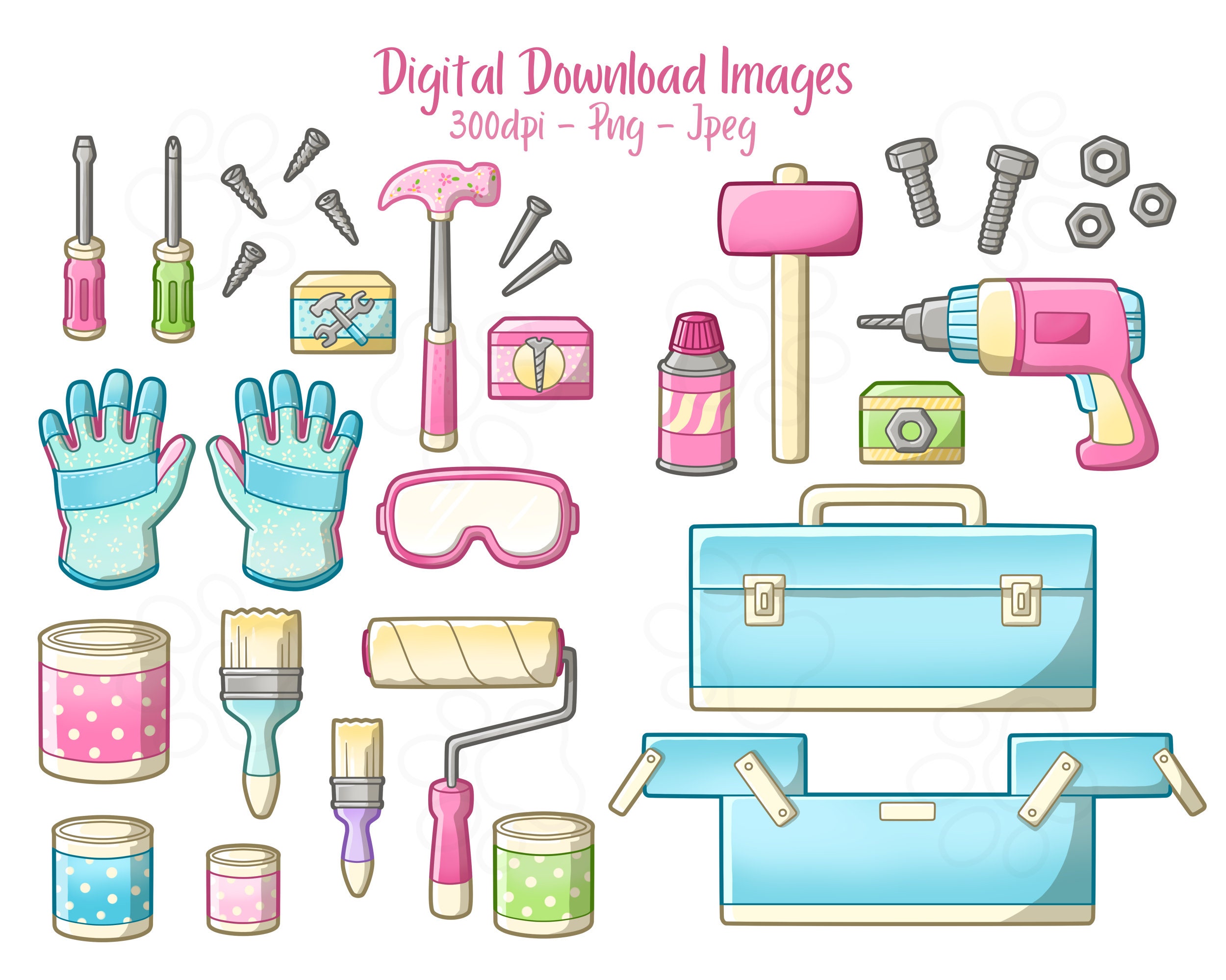 Workshop Tools - Cute - Clip Art Images - Digital Download - Etsy