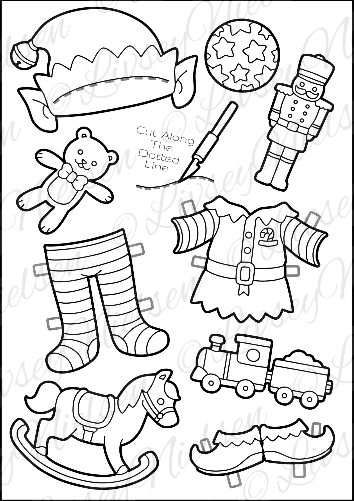 Festive Fun Paper Doll Printable Download Colouring - Etsy
