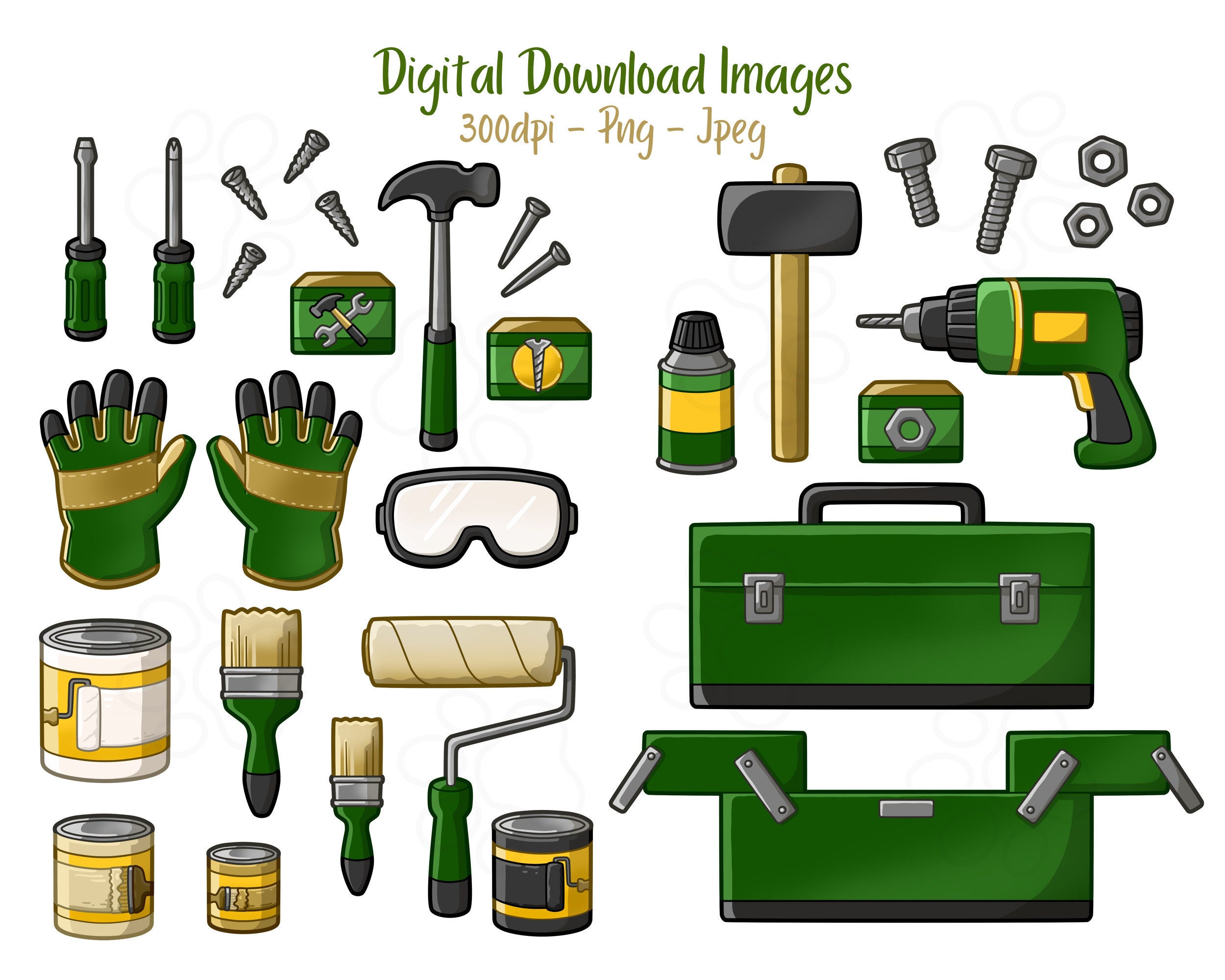 Workshop Tools Classic Clip Art Images Digital Download - Etsy