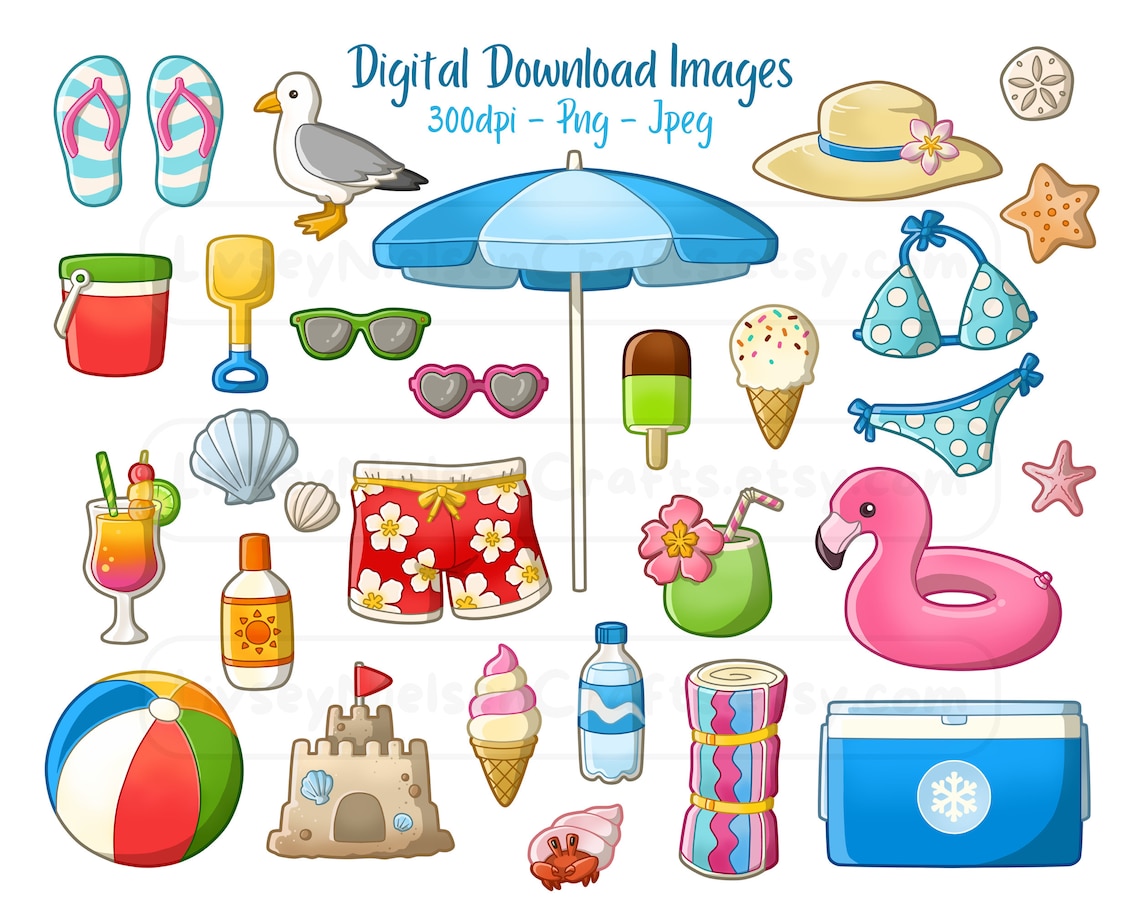 The Beach - Clip Art Images - Digital Download - Etsy