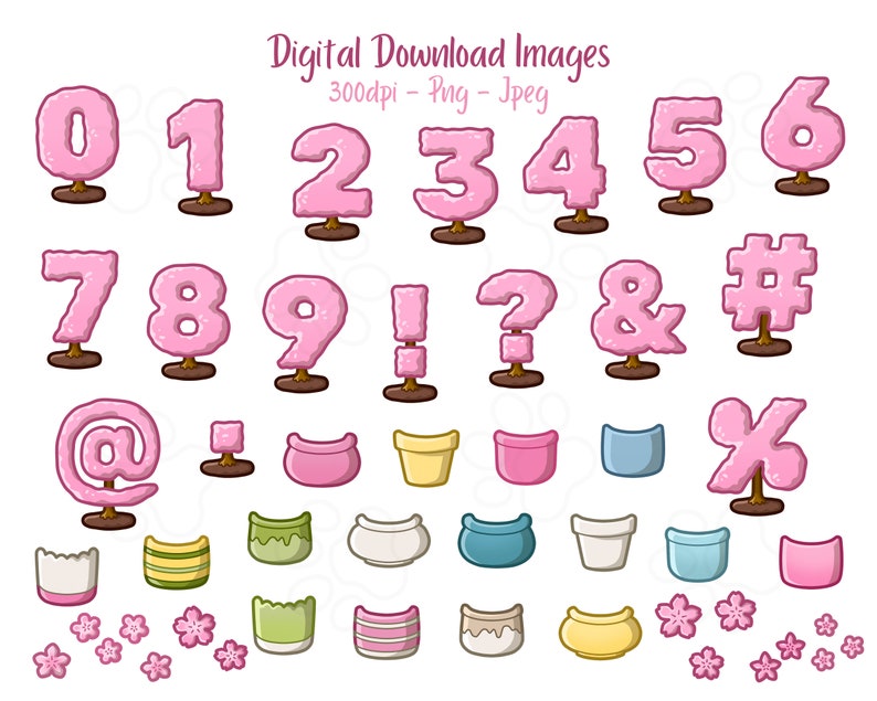 Alphabet Plants Pink Clip Art Images Digital Download - Etsy