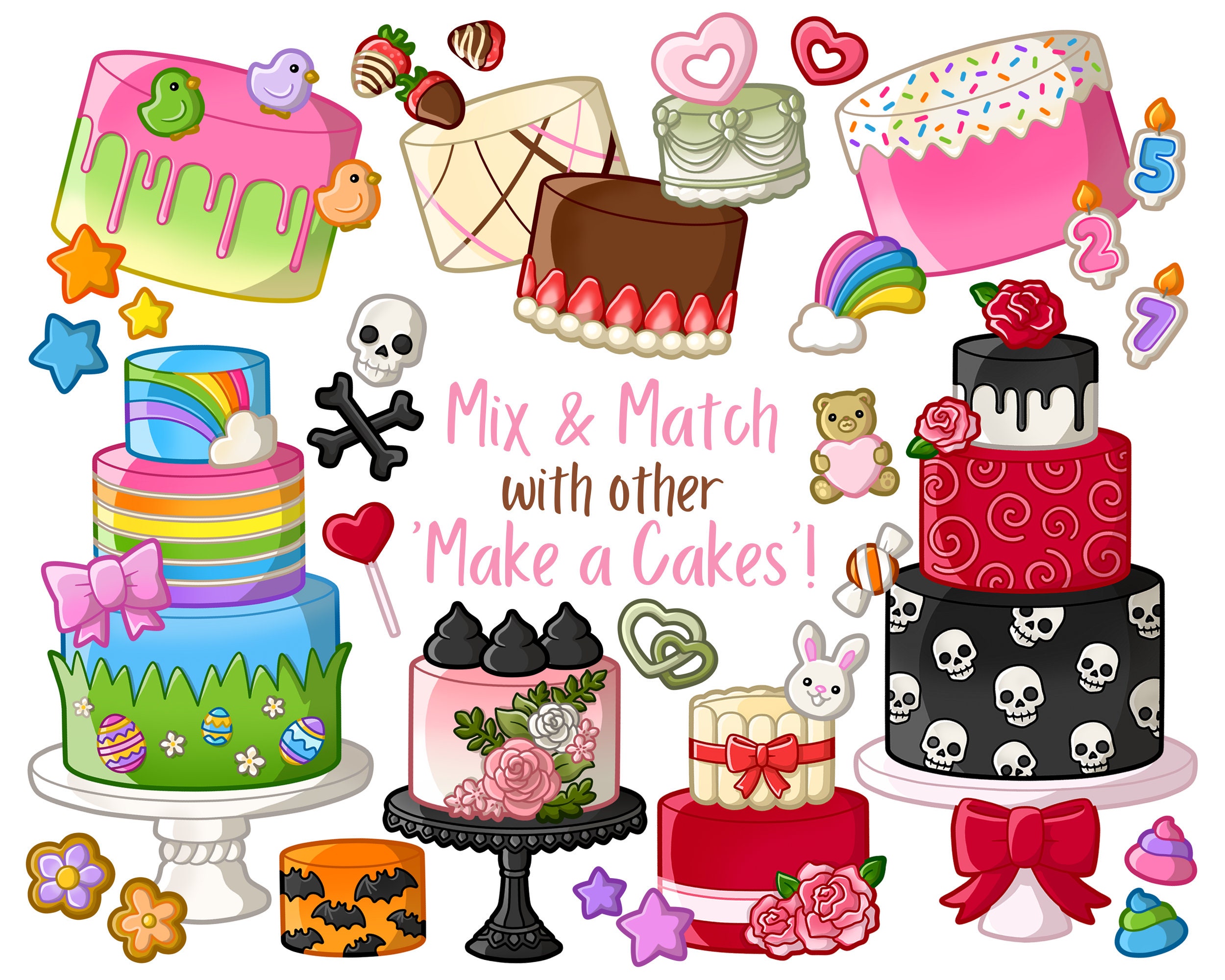 Make a Cake - Simple - Clip Art Images - Digital Download - Etsy