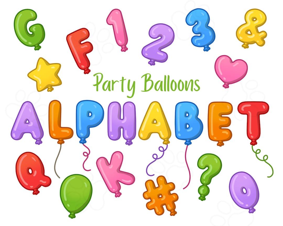 Alphabet Balloons - Bright - Clip Art Images - Digital Download - Etsy