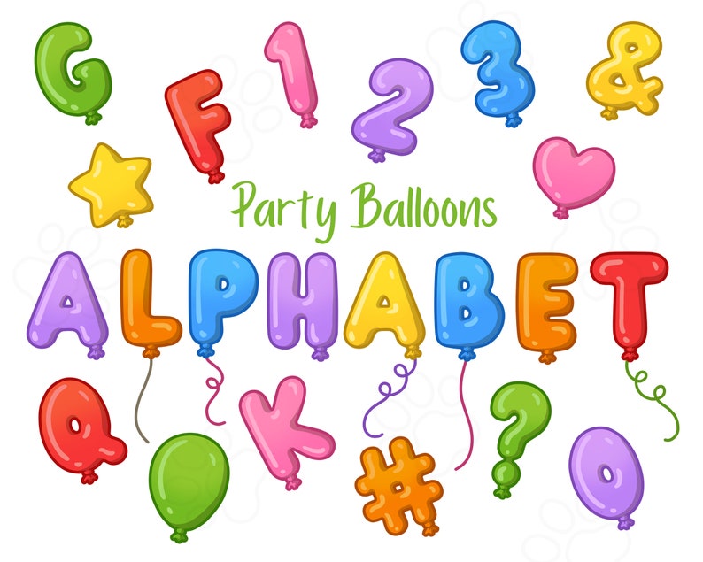Alphabet Balloons - Bright - Clip Art Images - Digital Download - Etsy