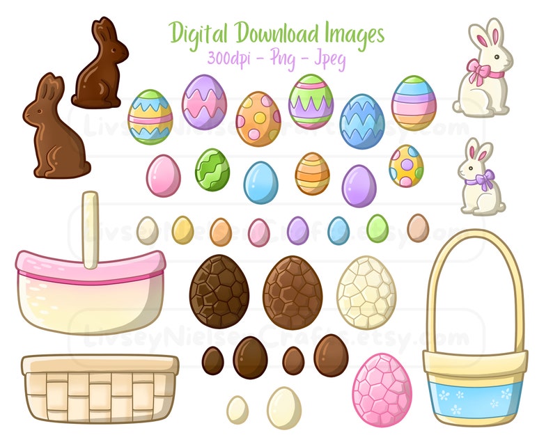 Easter Basket - Clip Art Images - Digital Download - Etsy