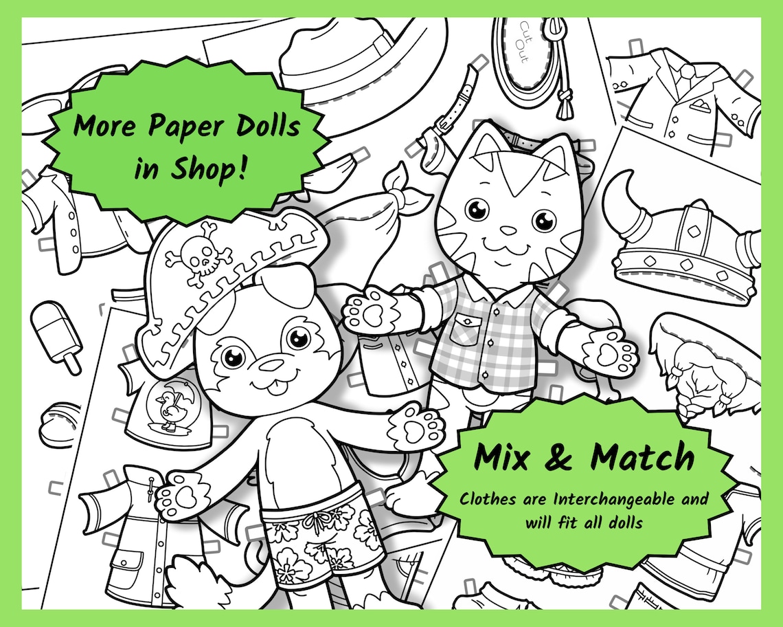 Country Farm - Paper Doll - Printable Download - B&W Colouring Pages ...