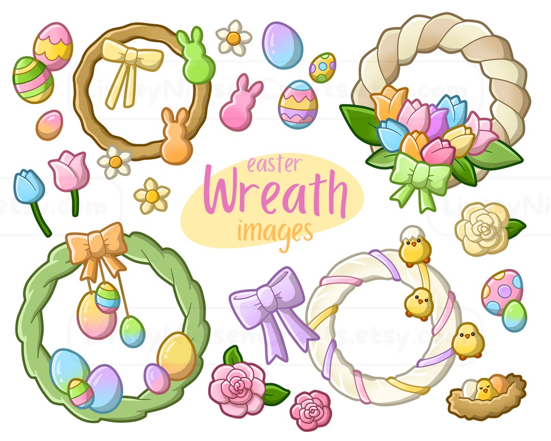 Easter Wreath - Clip Art Images - Digital Download - Etsy